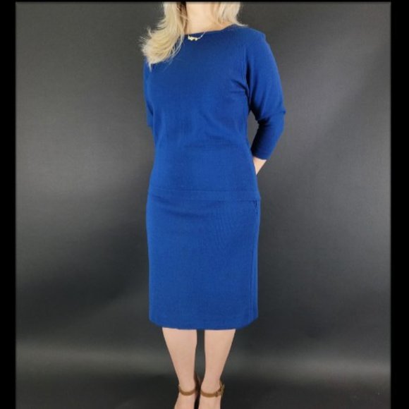 Vintage | Other | 5s60s Coronia Blue Wool Skirt Set | Poshmark